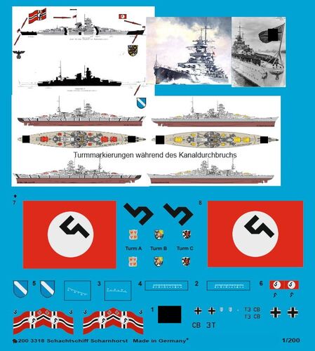 Peddinghaus-Decals 3318 German Battleship Scharnhorst With Basic Markings