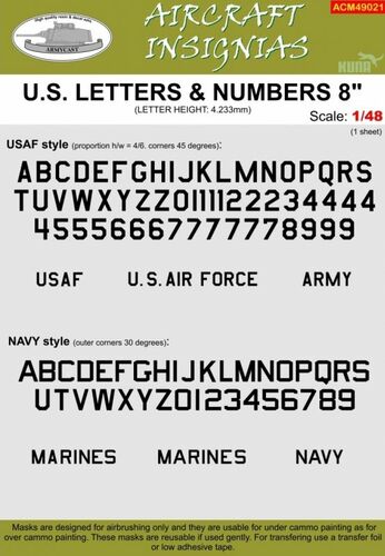 Armycast ACM49021 U.S. Letters and Numbers 8"