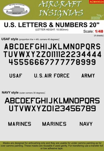 Armycast ACM49024 U.S. Letters and Numbers 20"