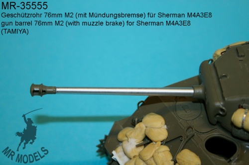 MR Modellbau 35555 Gun barrel 76mm M2 (with muzzle brake) for Sherman M4A3E8