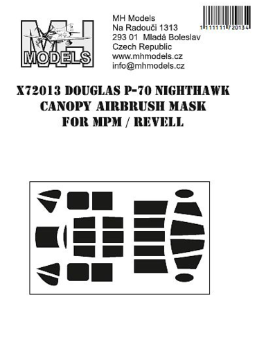 MH Models X72013 Douglas P-70 Nighthawk canopy airbrush mask