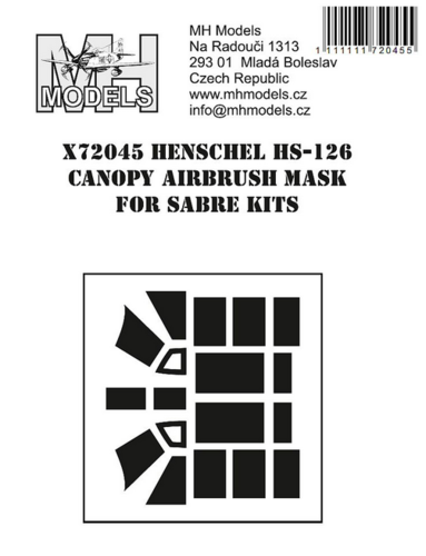 MH Models X72045 Henschel Hs-126 canopy airbrush mask