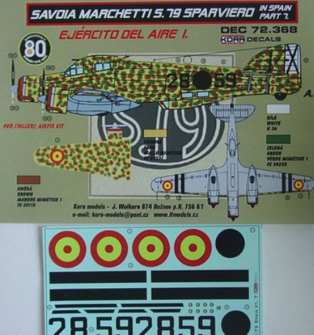 Kora Models Dec72368 Decals SM.79 Sparviero in Spain Vol.7