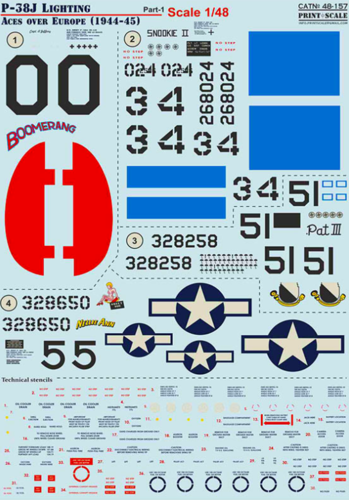 Print Scale 48-157 P-38J Lighting Aces over Europe (1944-45) Part 1