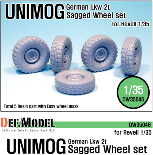 DEF Model DW35046 German UNIMOG Lkw 2t Sagged Wheel set (for Revell 1/35)