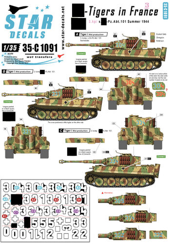 Star-Decals 35-C1091 SS-Tigers in France # 3. 3. Komp./ s.SS.Pz-Abt. 101.