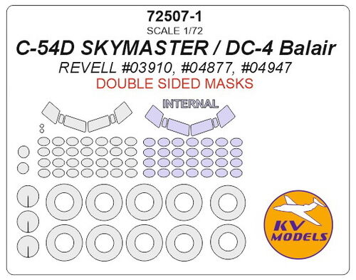 KV Models 72507-1 C-54D SKYMASTER / DC-4 Balair (REVELL #04877, #04947) - (double sided) + wheels masks