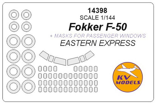 KV Models 14398 Fokker F-50 + masks for passenger windows and masks for wheels