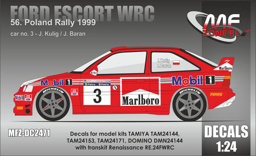 MF-Zone DC2471 Ford Escort WRC Decals for model kits TAMIYA TAM24144, TAM24153, TAM24171, DOMINO DMN24144 with transkit Renaissance RE.24FWRC
