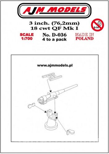 AJM Models D-036 3 inch. (76,2mm) 18 cwt QF Mk I