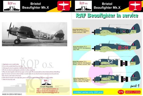 Ropos Models MNFDL72034 Bristol Beaufighter Mk.X - RAF Beaufighter in service