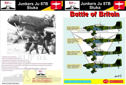 Ropos Models MNFDL72045 Junkers Ju 87B Stuka - Battle of Britain