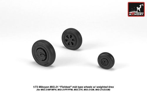 Armory Models Group AW72049 Mikoyan MiG-21 Fishbed wheels w/ weighted tires, mid