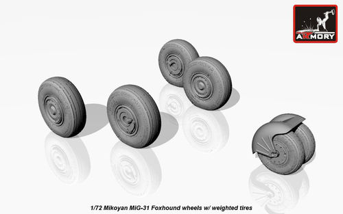 Armory Models Group AW72025 Mikoyan MiG-31 Foxhound wheels w/ weighted tires, front mudguard