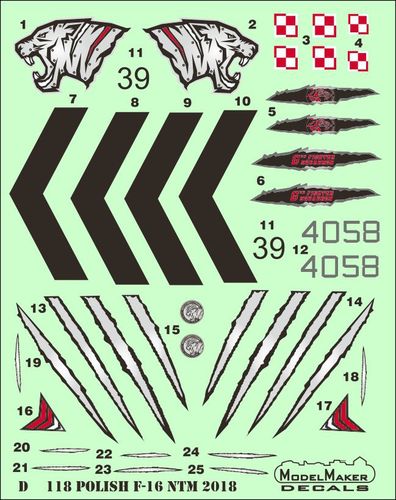 Model Maker Decals D48118 Polish F-16 NATO Tiger Meet 2018