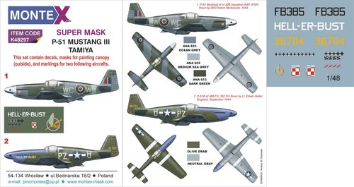 Montex K48297 P-51 Mustang III (RAF,USAAF) Tamiya