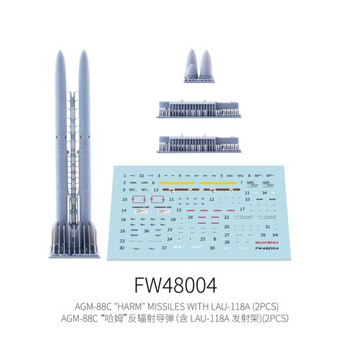 Galaxy-Model FW48004 AGM-88C 'Harm' Missiles With LAU-118A (2pcs)