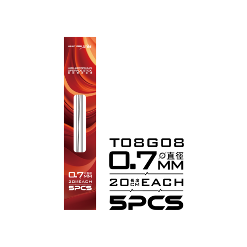 Galaxy-Model T08G08 High-Rebound Upgrade Stick 0.7mm, 20cm Length (5pcs)