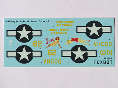 FOXBOT 72-019A Douglas C-47 Skytrain/Dakota Pin-Up Nose Art Part III (Stencils Not Included)