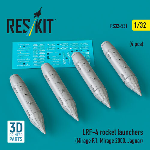 RES/KIT 32-0531 LRF-4 Rocket Launchers (4pcs) (Mirage F.1, Mirage 2000, Jaguar) (3D Printed)
