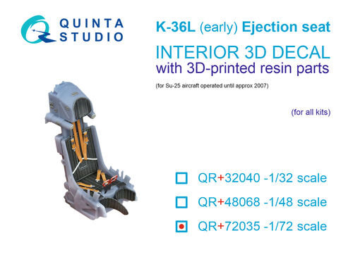 Quinta Studio QR+72035 K-36L (early) Ejection Seat - for Su-25 aircraft until 2007 (for all kits)