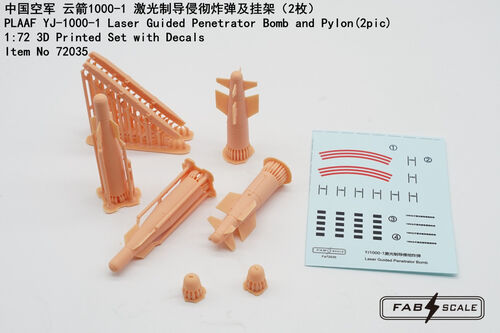 Fab Scale Fa72035 PLAAF YJ-1000-1 Laser Guided Penetrator Bomb and Pylon (2 pcs)