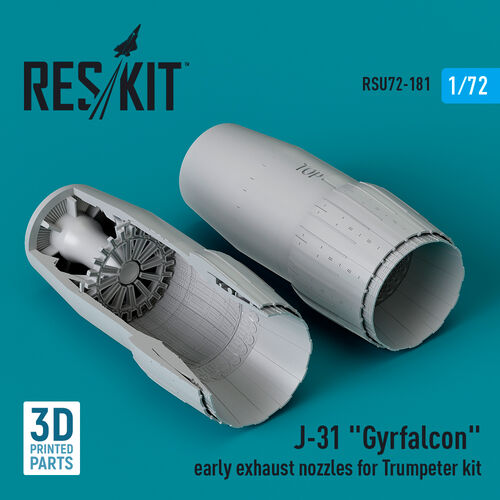 DISCONTINUED RES/KIT U72-0181 J-31 'Gyrfalcon' Early Exhaust Nozzles For Trumpeter Kit (3D Printed)