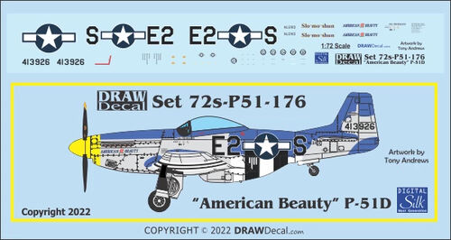Draw Decal 72-P51-176 North American P-51 D - "American Beauty" (N51KD)