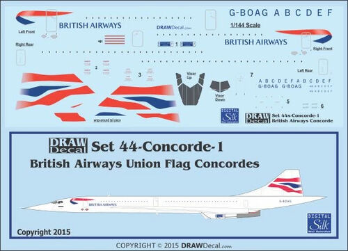 Draw Decal 44-CONCORDE-01 Concorde - British Airways Union Flag