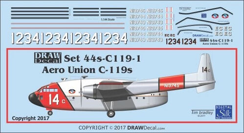 Draw Decal 44-C119-01 Fairchild C-119 - Aero Union