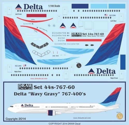 Draw Decal 44-767-60 Boeing 767-400 - Delta Air Lines "Wavy Gravy"