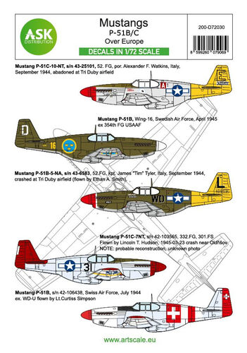 Art Scale Kit D72030 P-51B Mustang Part 1 - Europe. The Bastards Behind The Enemy Lines And In Foreign Services