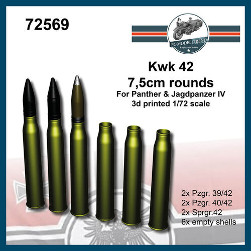 FC ModelTrend 72569 KwK 42 7,5cm Rounds For Panther And Jagdpanzer IV