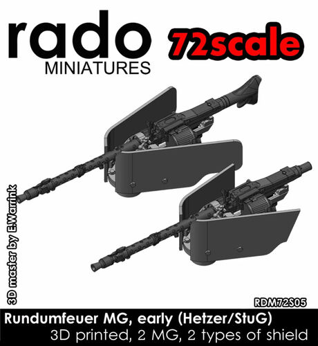 Rado Miniatures 72S05 Рундумфеуер МГ, рани Хетзер/СтуГ (2 МГ, 2 врсте штита)