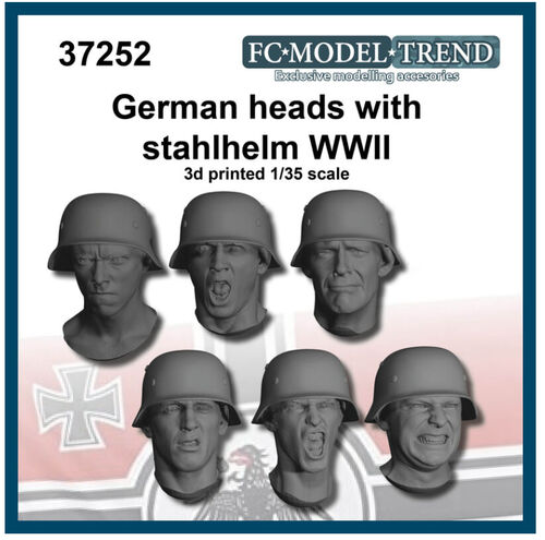FC ModelTrend 37252 German WWII Soldier Heads with Stahlhelm (3D-printed)