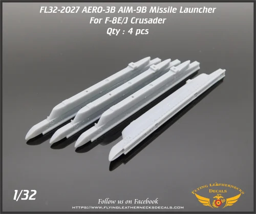 Flying Leathernecks 32-2027 AERO-3B - AIM-9 Missile Launcher for F-8E/J Crusader - 3D-Printed (for Trumpeter kits)