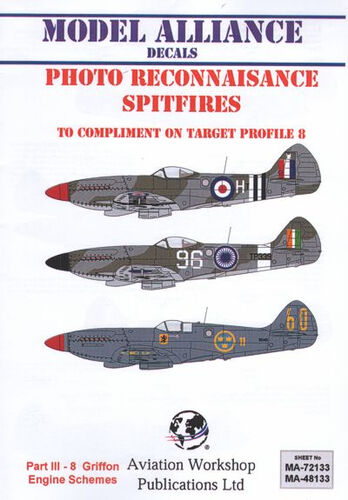 Model Alliance 48133 Photo Reconnaisance Griffon Engined Supermarine Spitfires (8 schemes)