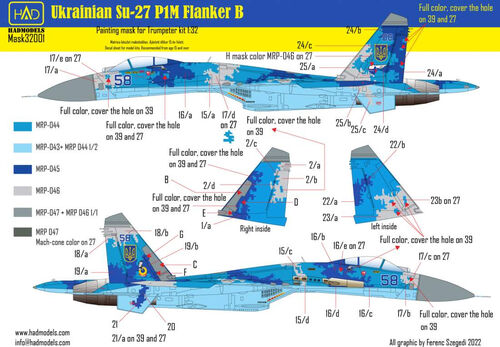 HAD Models M32001 Ukrainian Su-27 P1M Flanker B - Painting Mask (For Trumpeter)