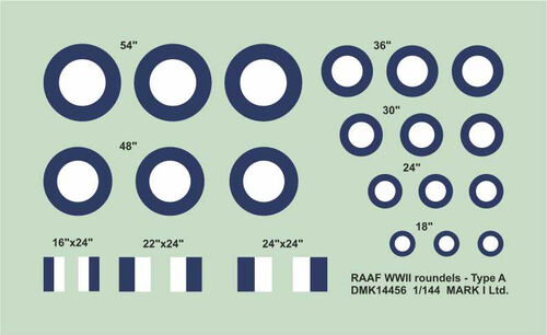 Mark I Decals DMK14456 RAAF WWII Roundels Type A - thin ring (2 sheets)
