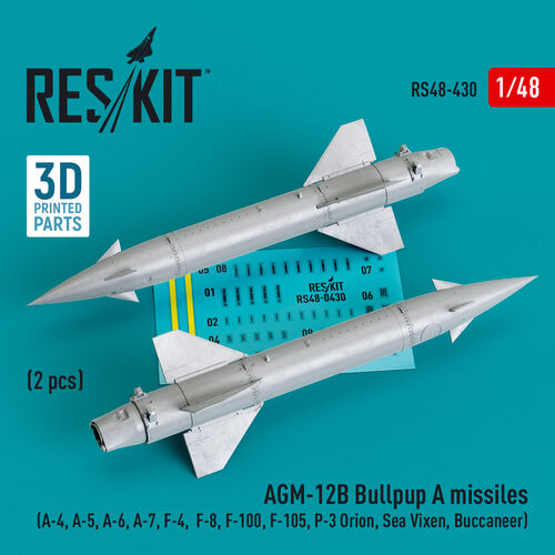 RES/KIT 48-0430 AGM-12B Bullpup A Missiles (2 pcs) (A-4, A-5, A-6, A-7, F-4, F-8, F-100, F-105, P-3 Orion, Sea Vixen, Buccaneer)