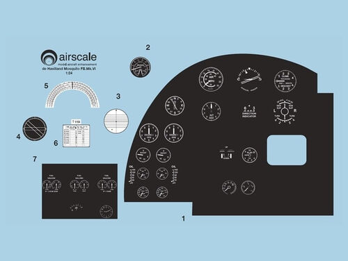 Airscale AS24MOSA de Havilland Mosquito NF.II / FB Mk.VI./ Mk.VI - Full Instrument Panel (for Airfix kits)
