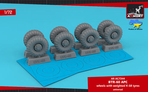 Armory Models Group AC7344 BTR-60 APC Wheels With Weighted K-58 Tyres