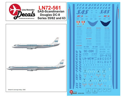Lima November Decals 72-561 Douglas DC-8-55/62/63 - SAS Scheme