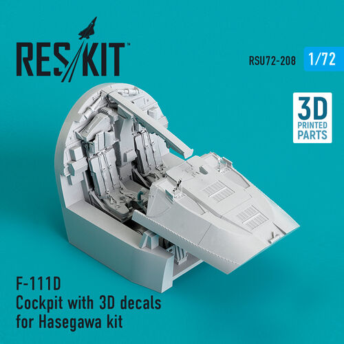 DISCONTINUED RES/KIT U72-0208 F-111D Cockpit With 3D Decals For Hasegawa Kit