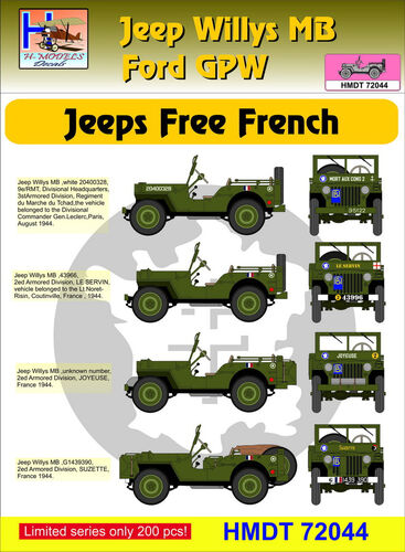 H-Model Decals T72044 Willys Jeep MB/Ford GPW: Free French Jeeps