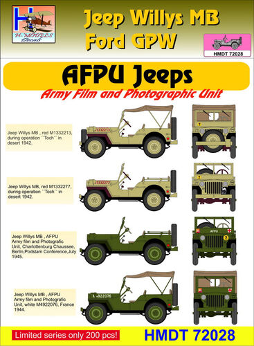 H-Model Decals T72028 Willys Jeep MB/Ford GPW: AFPU Jeeps