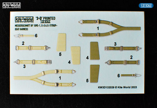 Kits World 3D132029 Messerschmitt Bf-109 E-1 / 3 / 7 - Seat Belt decals