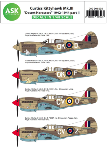Art Scale Kit D48005 Curtiss Kittyhawk Mk.III "Desert Harassers" North Africa / Italy 1942-1944 part II