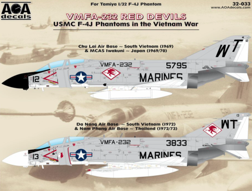 AOA decals 32-033 VMFA-232 Red Devils - USMC F-4J Phantoms in the Vietnam War
