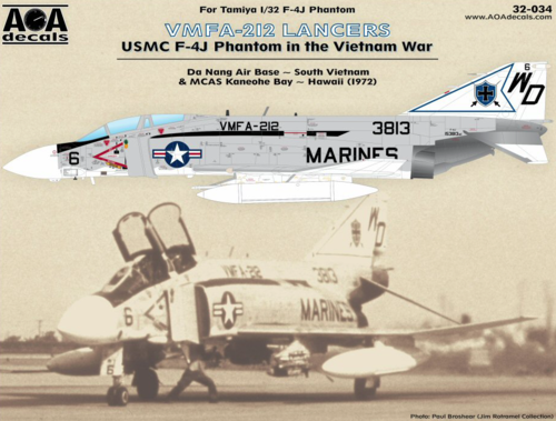 AOA decals 32-034 VMFA-212 Lancers - USMC F-4J Phantom in the Vietnam War